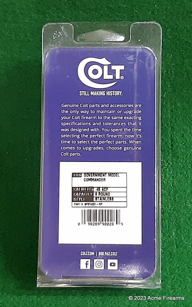 Colt 1911 Magazine - 45ACP - Stainless Steel - 8 cartridge capacity ...